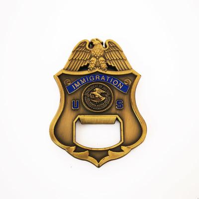China Zinc Alloy US Immigration Bottle Opener 70mm Antique Bronze Diecast for sale