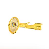 China Zinc Alloy Diecast 3D Key Shape Bottle Opener 3 Inch Gold Nickel Finish for sale