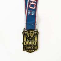 China Zinc Alloy Die Casting Antique Medal 70mm 5.5mm Thick with Sublimation Ribbon for State Cup Champion for sale