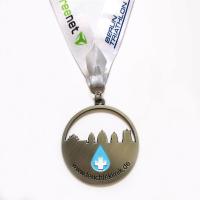 China Metal Triathlon Medal Round 60mm Die Casting Logo Antique Silver Finish 3mm for sale