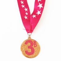 China Custom Glitter Color Epoxy Coated Iron Gymnastics Medal 50mm with Sublimation Ribbon for sale