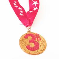China Custom Iron Gymnastics Medal 50mm Glitter Color Epoxy Coated with Sublimation Ribbon for sale
