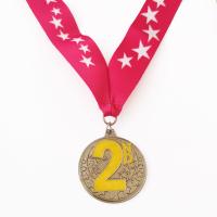 China Glitter Epoxy Coated Metal Sports Medal 50mm with Laser Engravable Back for sale