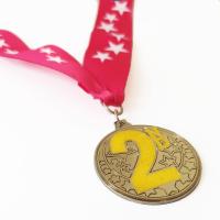 China Glitter Epoxy Coated Metal Sports Medal 50mm with Laser Engravable Back for sale