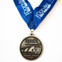 China Antique Silver Round Marathon Zinc Alloy Medal 2.5 Inch Die Casting Sublimation Ribbon for sale