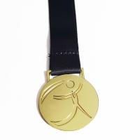 China Gold Finish Round Iron Gymnastics Medal 45mm with Satin Ribbon Attached for sale