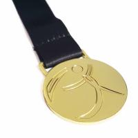 China Gold Finish Round Iron Gymnastics Medal 45mm with Satin Ribbon Attached for sale