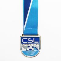 China Die Cast Gold Finish Metal Football Medal 57x55mm with Embossed Back Text and Sublimation Lanyard for sale