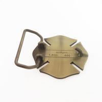 China Antique Bronze Die Cast Zinc Alloy FD Logo Belt Buckle 2.25 Inch Debossed Texts for sale