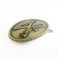 China Oval Zinc Alloy Diecast Belt Buckle 3.5x2.5 Inches Crossed Sabers Cavalry Antique Bronze for sale