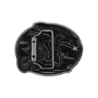 China Custom 3D Concave Metal Belt Buckle Antique Silver Plated Translucent Enamel 89x62mm for sale