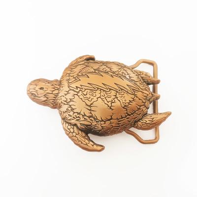 China Antique Copper Zinc Alloy Die Cast Belt Buckle 3.5 Inch 3D Tortoise Design for sale