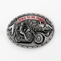 China Enamel Die Cast Zinc Alloy Motorcycle Belt Buckle 90x65mm Antique Silver for sale