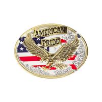 China Oval Two Tone American Pride Belt Buckle for 4cm Wide Belt Zinc Alloy Die Cast for sale