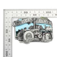China Zinc Alloy American Farmer Belt Buckle 90x60mm Antique Silver Hook Closure for sale
