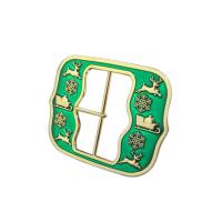 China Gold Plated Zinc Alloy Die Cast Santa Claus Belt Buckle 6.5 Inch Translucent Green for sale