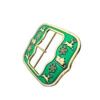 China Gold Plated Zinc Alloy Die Cast Santa Claus Belt Buckle 6.5 Inch Translucent Green for sale