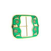 China Gold Plated Zinc Alloy Die Cast Santa Claus Belt Buckle 6.5 Inch Translucent Green for sale