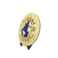 China Round Zinc Alloy Diecast Santa Claus Belt Buckle 6 Inch Gold Plated for 4 Inch Belt for sale