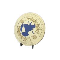 China Round Zinc Alloy Diecast Santa Claus Belt Buckle 6 Inch Gold Plated for 4 Inch Belt for sale