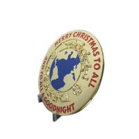 China Gold Plated Zinc Alloy DieCast Santa Claus Belt Buckle 4 Inches Wide Soft Enamel for sale