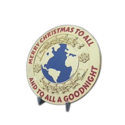 China Gold Plated Zinc Alloy DieCast Santa Claus Belt Buckle 4 Inches Wide Soft Enamel for sale