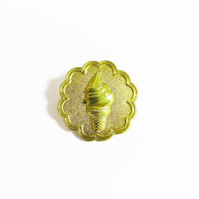 China Custom Zinc Alloy Gold Plating Die Struck Ice Cream Lapel Pin 1 Inch Single Post for sale