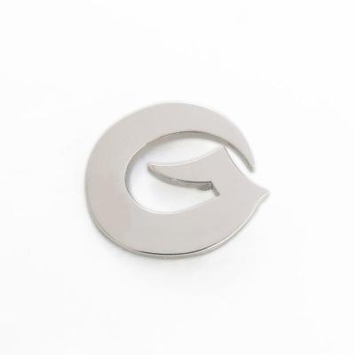 China Custom 1 Inch Die Cast Zinc Alloy Lapel Pin G Shape Silver Plated Logo for sale