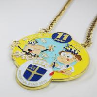 China Gold Plated Soft Enamel Carnival Medal 2.0mm Thick Zinc Alloy Diecast Chain Attached for sale