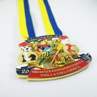 China Zinc Alloy Gold Plated Carnival Medal 70x75mm Soft Enamel with Ribbon for sale