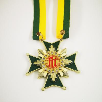 China Custom 5mm Thick Diecast Zinc Alloy Gold Plated Carnival Medal with Ribbon Attachment for sale
