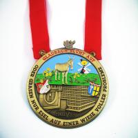 China 3D Diecast Zinc Alloy Carnival Medal Antique Gold 95x85mm with Sandblasted Back Logo for sale