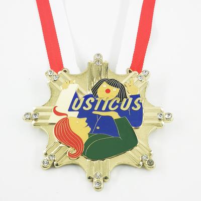 China 3D Carnival Commemorative Medal Diecast Gold Soft Enamel 5mm with Epoxy for sale