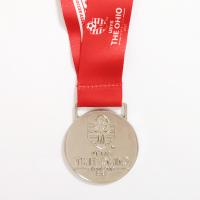 China Silver Plating Zinc Alloy Soccer State Cup Finalist Medal 63mm with Sublimation Lanyard for sale