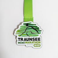 China Custom Zinc Alloy Mini Marathon Medal 55x60mm Diecast Logo Nickel Finish for sale