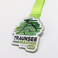 China Custom Zinc Alloy Mini Marathon Medal 55x60mm Diecast Logo Nickel Finish for sale
