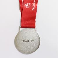 China Silver Plating Zinc Alloy Soccer State Cup Finalist Medal 63mm with Sublimation Lanyard for sale