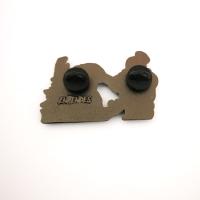 China 3D Diecast Godzilla UV Printed Metal Lapel Pin 50x35mm Black Nickel Rubber Clutch for sale