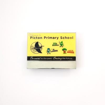 China Custom Soft Enamel School Badge Lapel Pin 60x45mm Iron with Rubber Clutches for sale