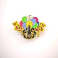 China Custom Gold Soft Enamel NYE Run Party Pin 50x32mm with Glitter Colors for sale