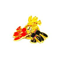 China Custom Metal Gold Spin Lapel Pin 48x46mm with Rubber Caps for Carnivals for sale