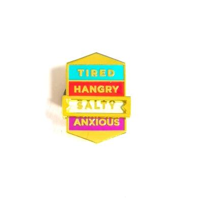 China Custom Hard Enamel Slide Lapel Pin 1.25 Inch Social Phenomenon Theme Gold Finish for sale