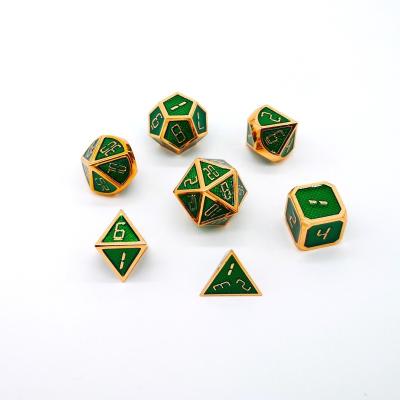 China 7pcs Zinc Alloy Metal Dice Set 14mm High Durability Copper Plating for Tabletop Games DnD for sale