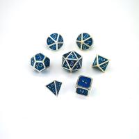 China Zinc Alloy Metal Dice Set 14mm 7pcs Polished Silver Plating for DND Tabletop Games for sale