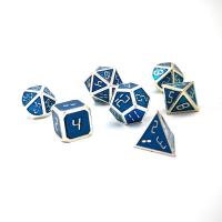 China Zinc Alloy Metal Dice Set 14mm 7pcs Polished Silver Plating for DND Tabletop Games for sale