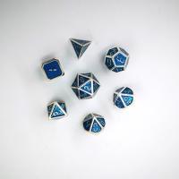 China Zinc Alloy Metal Dice Set 14mm 7pcs Polished Silver Plating for DND Tabletop Games for sale