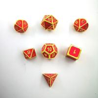 China Polished Zinc Alloy Metal Dice Set 14mm Gold Plating for DnD Tabletop Games for sale
