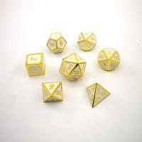 China Gold Plated 7pcs Metal Dice Set 14mm Zinc Alloy for DND Tabletop Games for sale