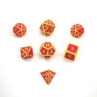 China Polished Zinc Alloy Metal Dice Set 14mm Gold Plating for DnD Tabletop Games for sale