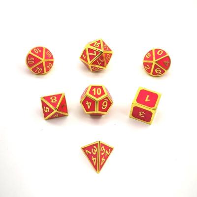 China Polished Zinc Alloy Metal Dice Set 14mm Gold Plating for DnD Tabletop Games for sale